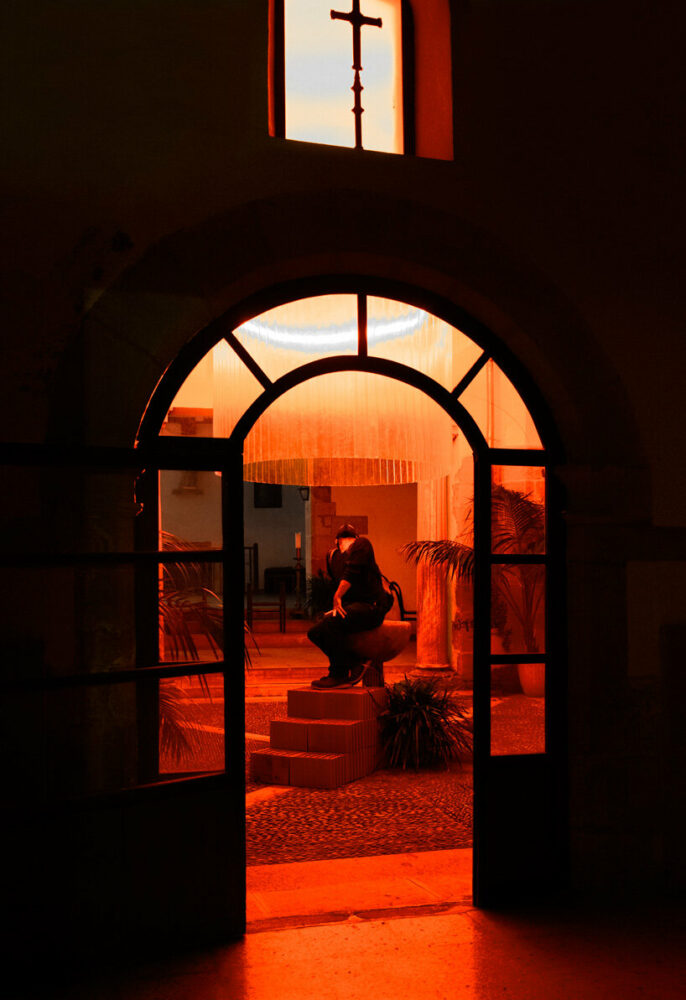 monumental lamp installation lights up the main patio of a 17th century ...