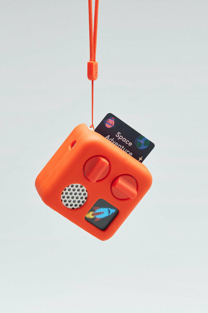 pentagram's interactive yoto mini audio box resembles our favorite walkmans