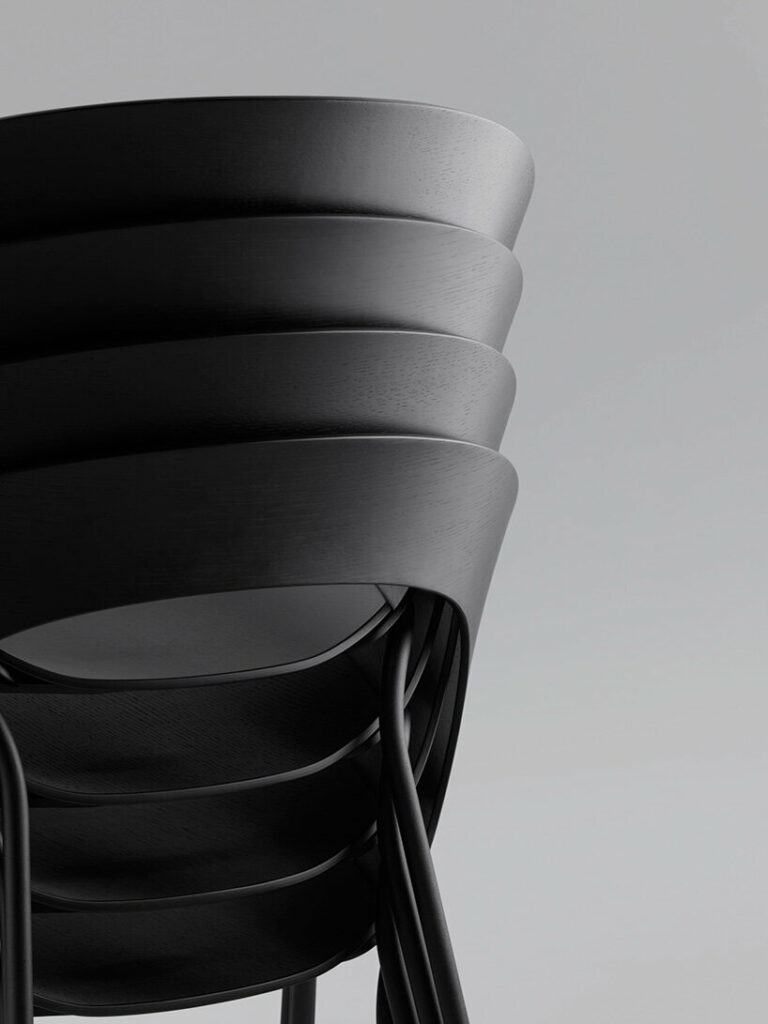 brunner and stefan diez characterize mudra chair with curved backrest