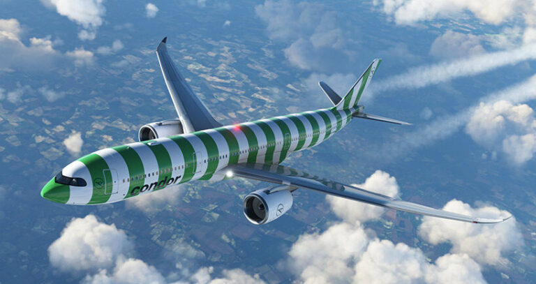 condor unveils new aircraft livery with beach towel-like striped look