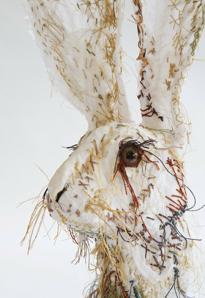 barbara franc upcycles old textiles into patchwork animal sculptures