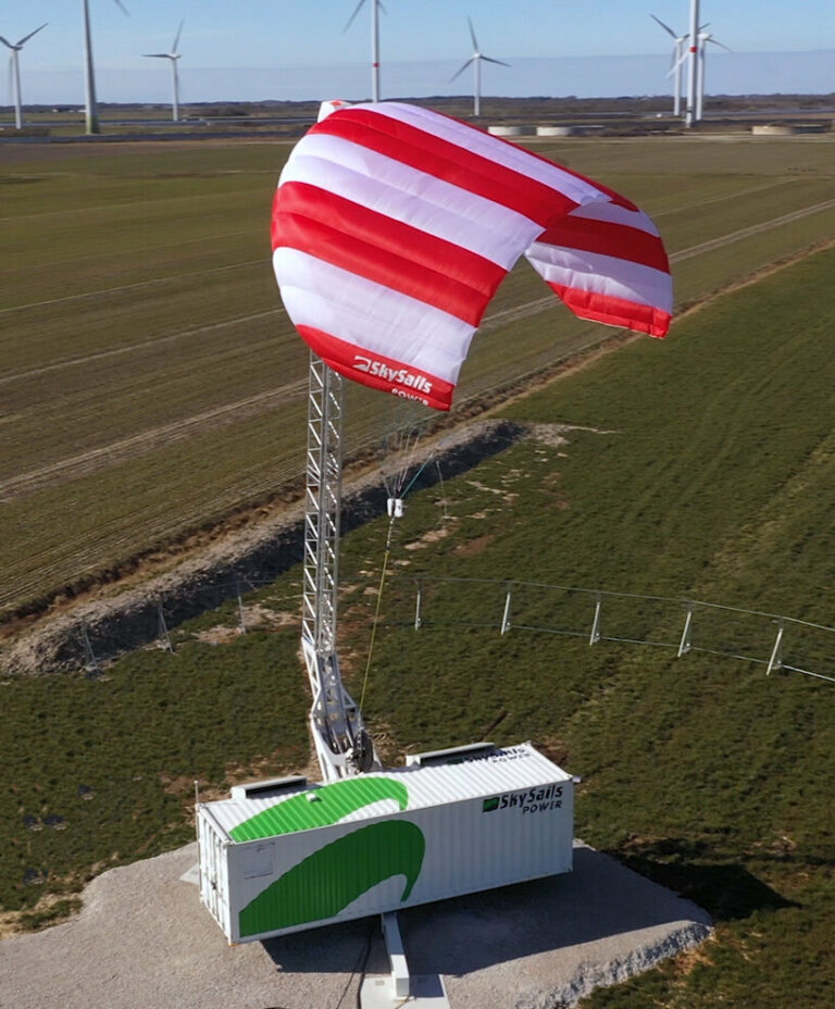 skysails power kites harvest wind energy at altitudes of up to 400 meters