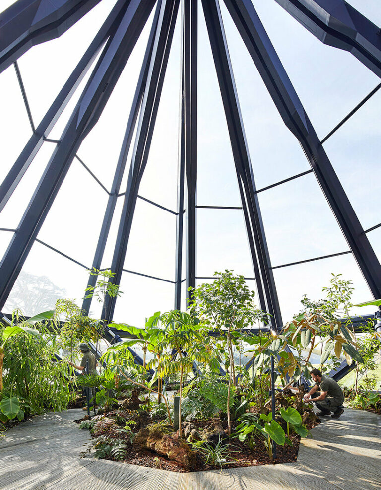 heatherwick studio's kinetic glasshouse unfolds like a flower