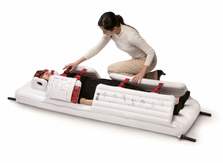 inflatable stretcher securely wraps patients in comfort and protects ...