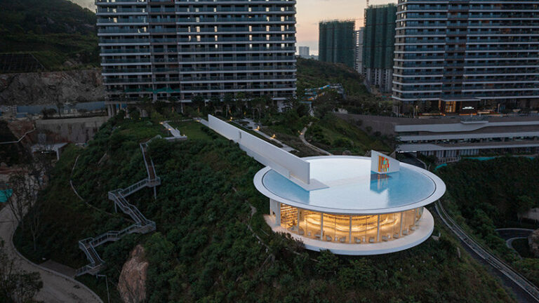 3andwich design's circular 'water drop' library opens toward expansive ...