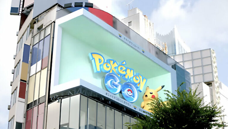 pokémon go takes over digital billboard in tokyo with 3D pop-out ad
