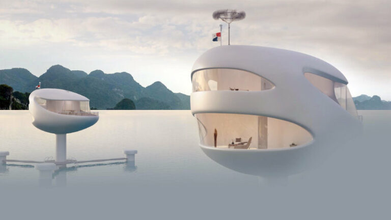 seashell-shaped floating pods offer deluxe residence in nature and on ...