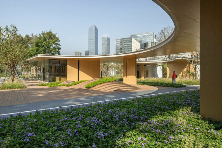 cloud-shaped canopy tops atelier xi's tourist center in shenzhen