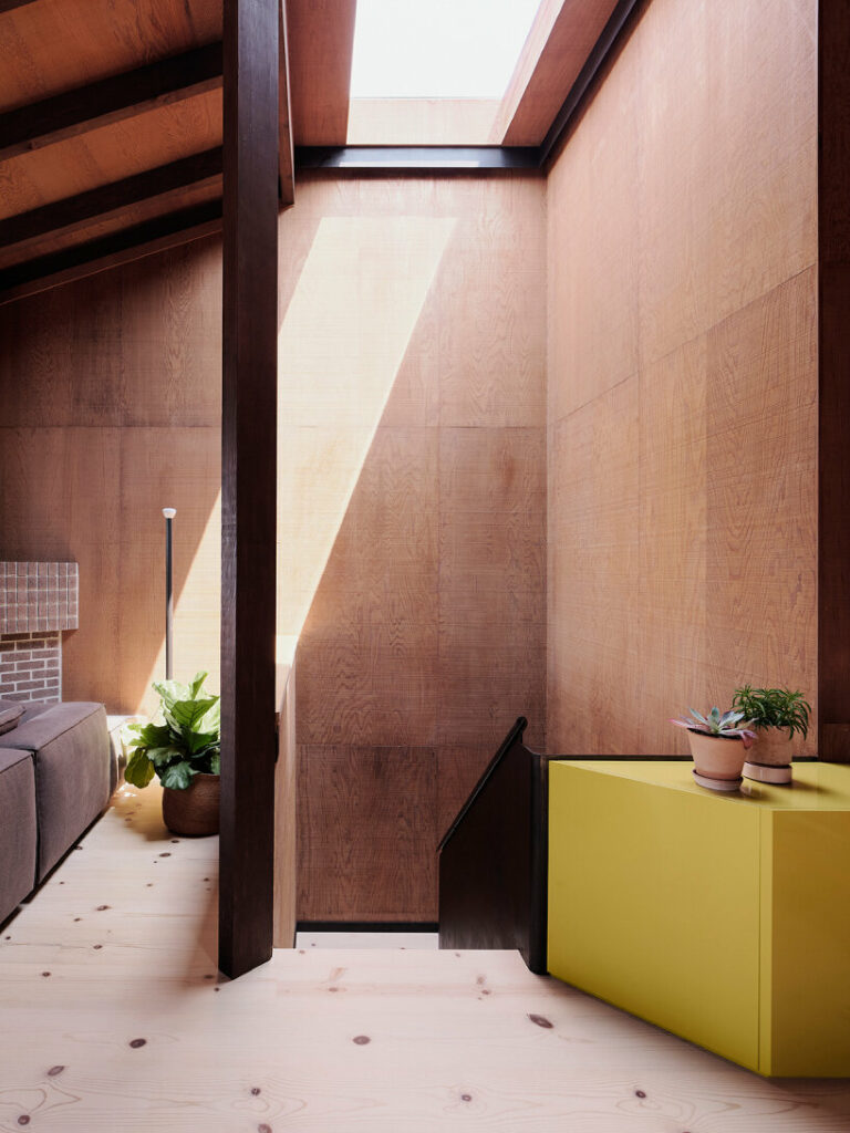 studio terpeluk blends redwood with marble, terrazzo, & soft tones in ...