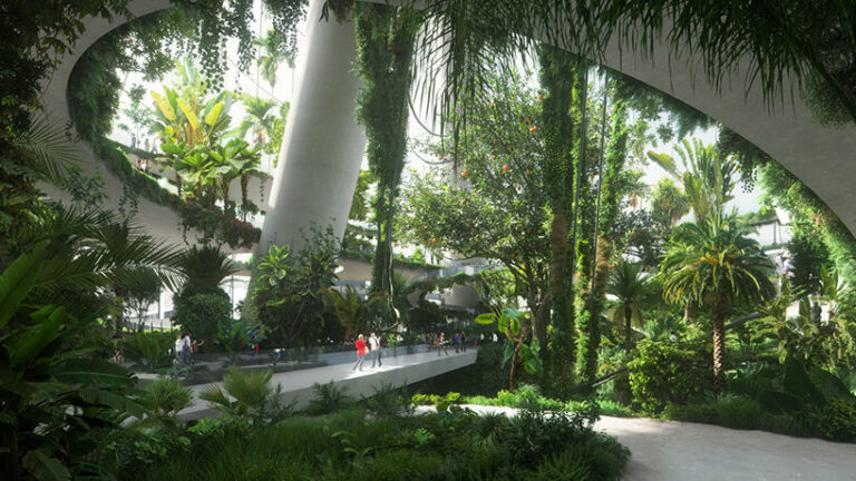 OBMI's 'aera' resort proposes organic tower of stacked landscapes