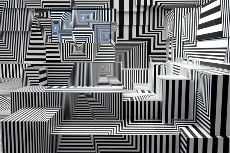 interview with tobias rehberger on 'into the maze', his dazzle installation of patterns for LG