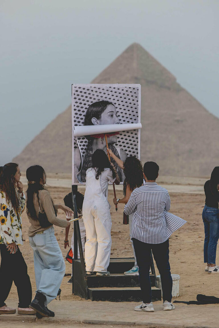 there's a new pyramid up in giza: JR brings interactive art to egypt