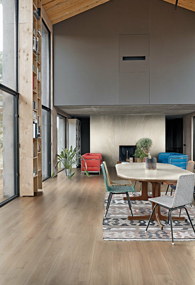 florim refashions farmhouse with modern wooden and slate touches