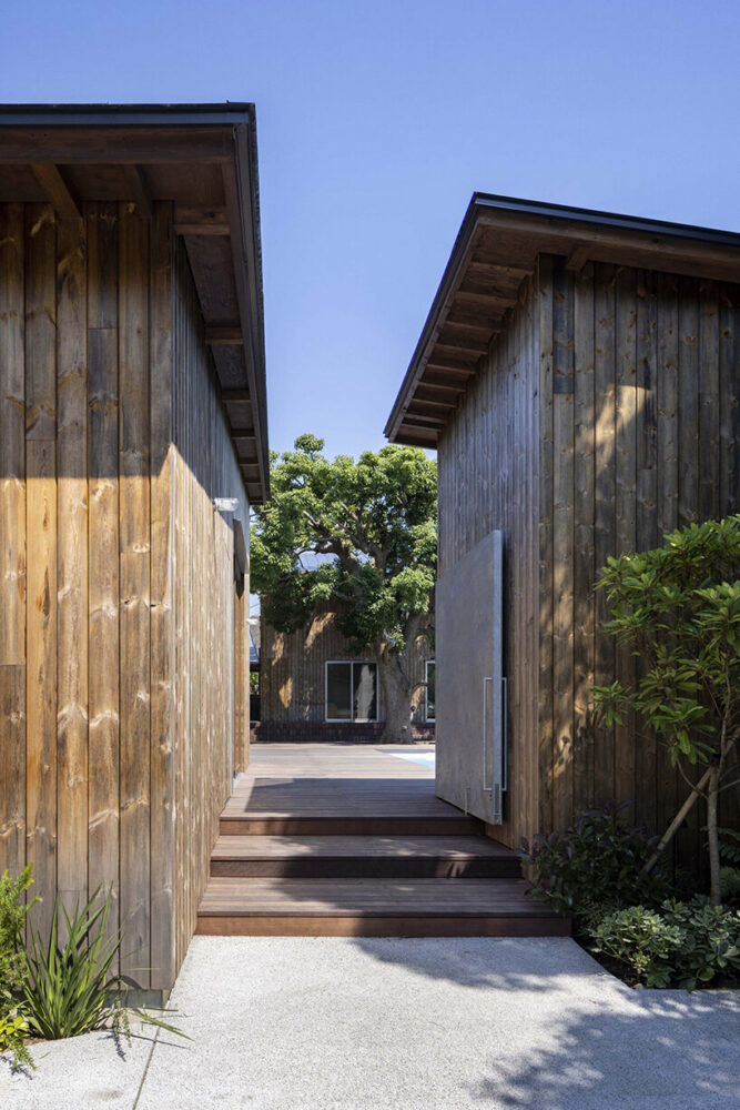 key operation inc. composes 'hayama huts' as a village-like home
