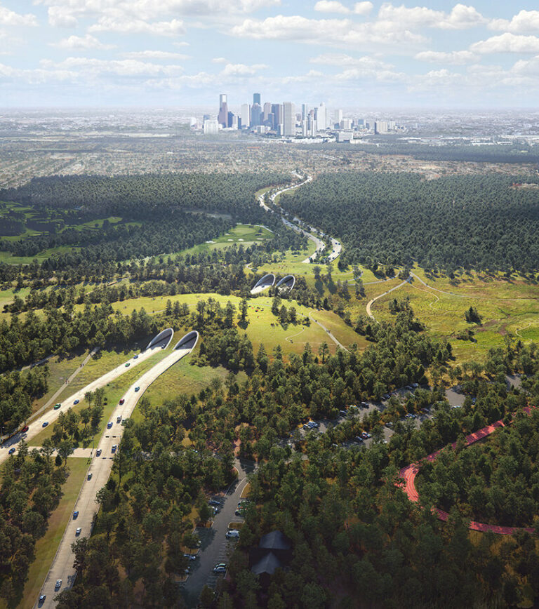 houston is cloaking a six-lane highway in a 'land bridge' prairie