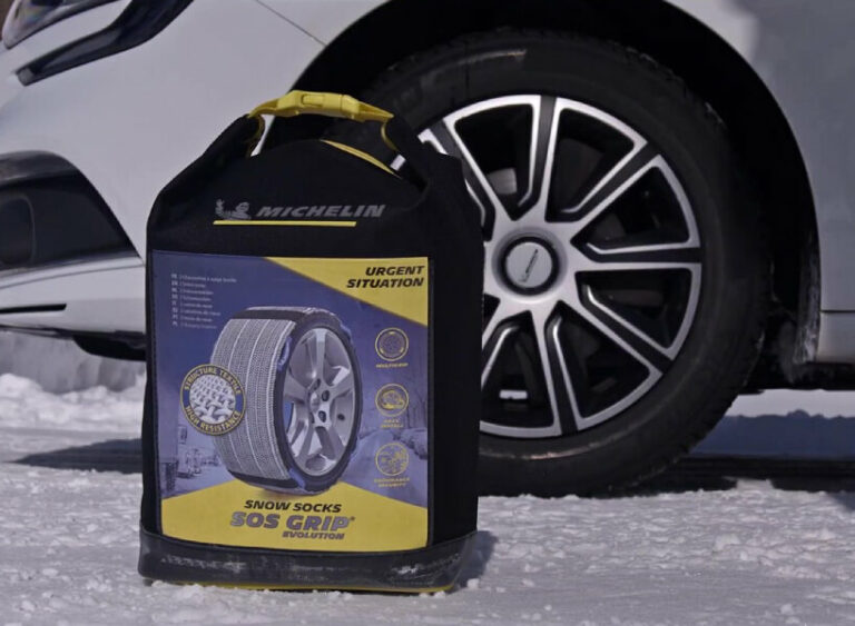 'michelin SOS grip' tire socks stop cars from tumbling on snowy roads