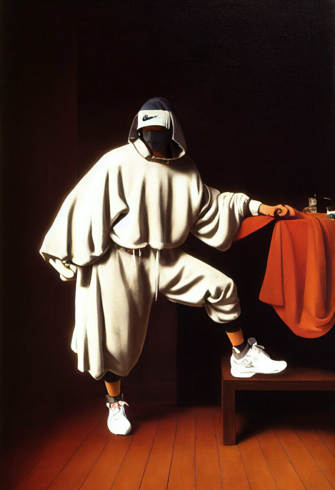 AI artist vibes with NIKE streetwear in the renaissance era