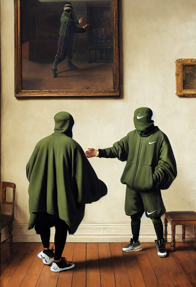 AI artist vibes with NIKE streetwear in the renaissance era