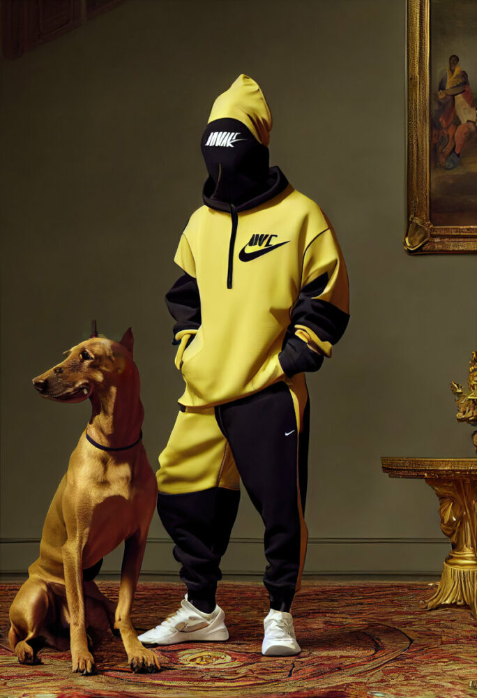 AI artist vibes with NIKE streetwear in the renaissance era