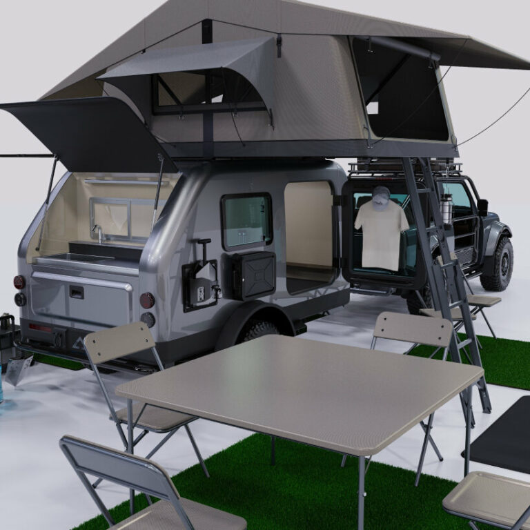 concept off-roader ALPHA CAMP brings campers’ entire home outdoors