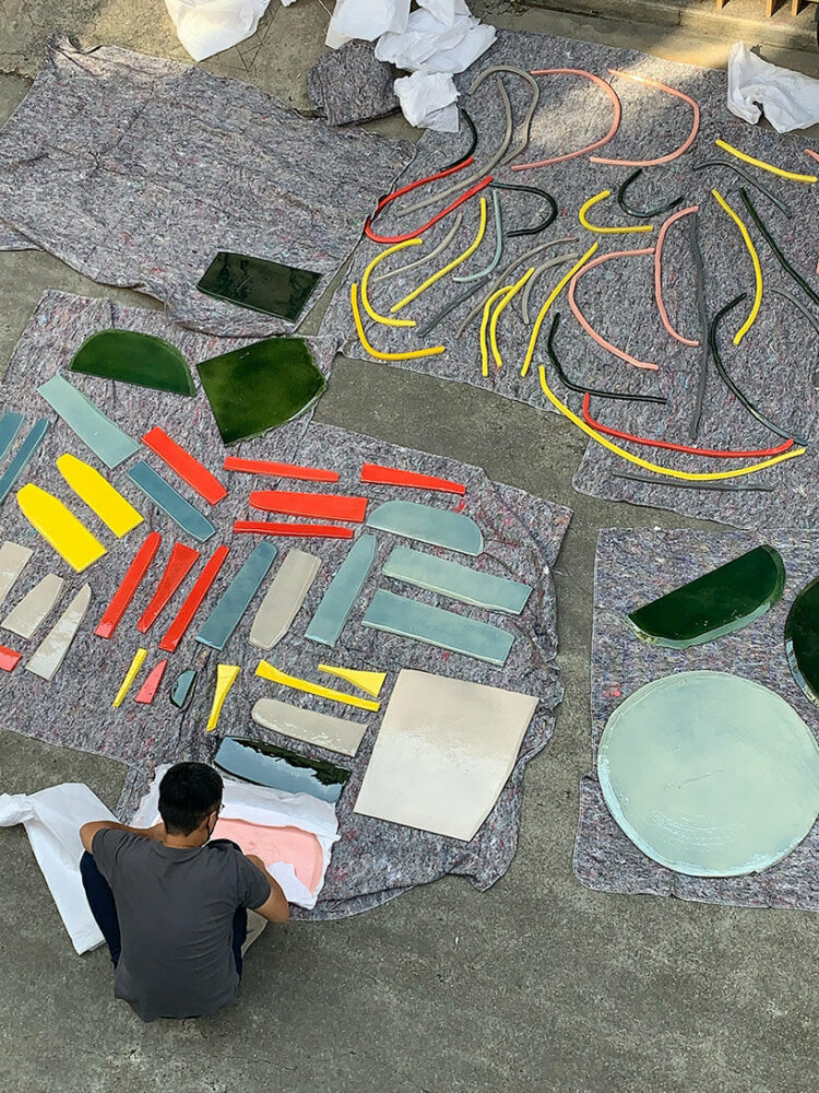 ronan bouroullec carves clay for 'bas-reliefs' show at galerie kreo