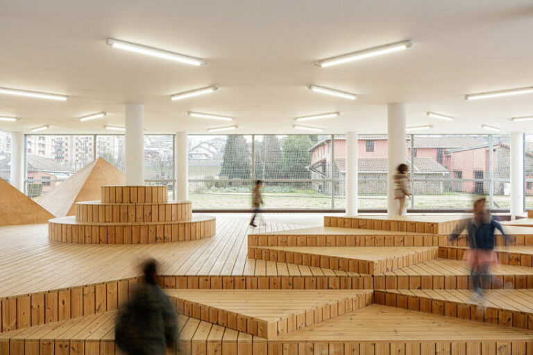 geometric activity pods welcome young students into renovated school ...
