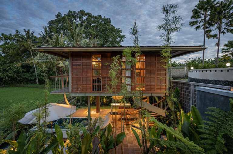 stilt studios' prefab treehouse complex treads lightly on the lush ...