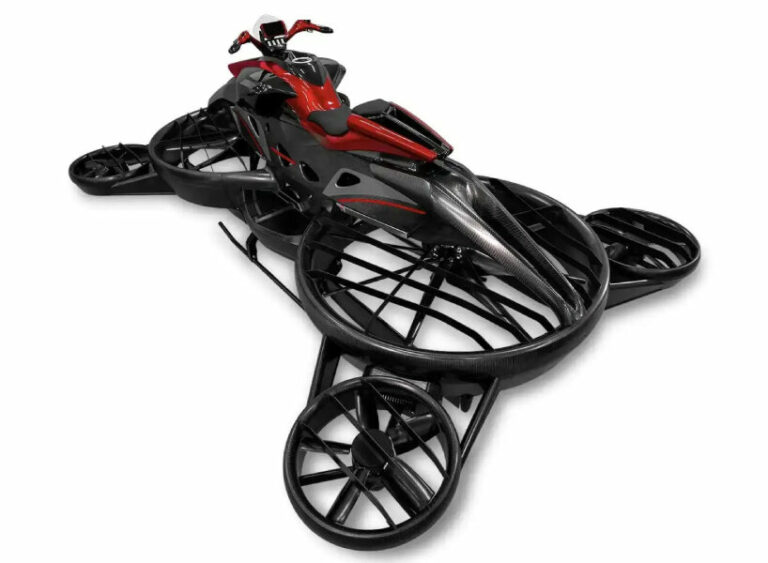 first flying motorcycle 'XTURISMO' levitates to dodge land traffic