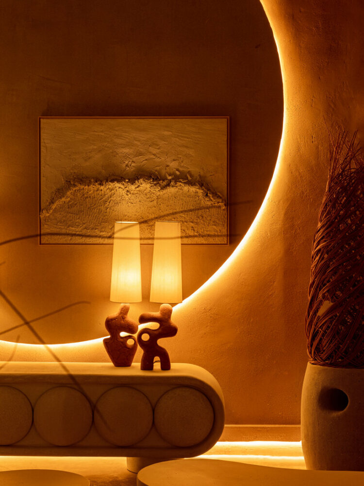 natural textures & earth tones wrap cavernous la nena cafe in dubai