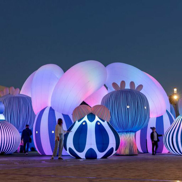 pop air's whimsical inflatable installations land in milan
