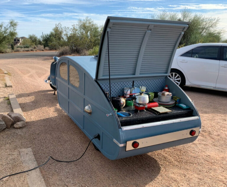 foam-made micro teardrop trailer for vintage vespa hides portable ...