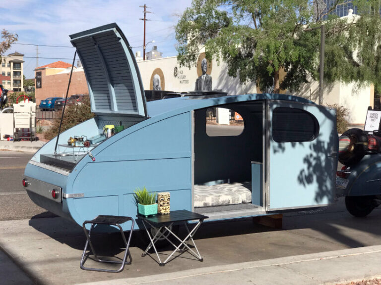foam-made micro teardrop trailer for vintage vespa hides portable ...