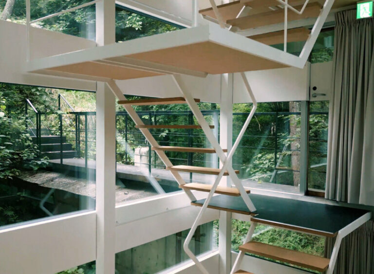 hiding glass house in japanese forest sees 360 degrees through all ...