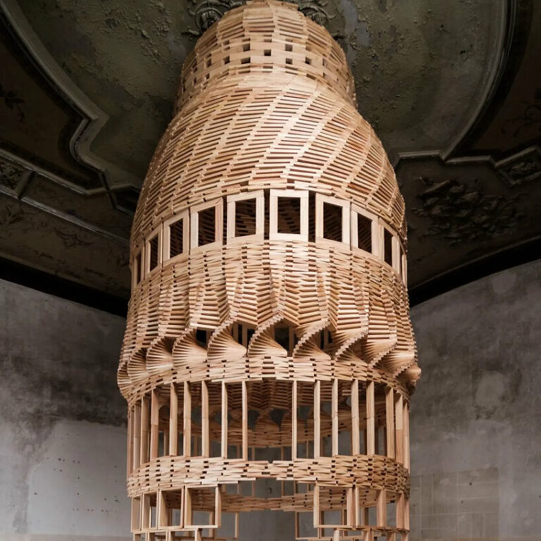 raffaele salvoldi uses KAPLA planks to build towering installations