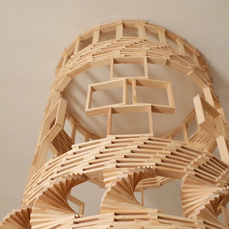 raffaele salvoldi uses KAPLA planks to build towering installations