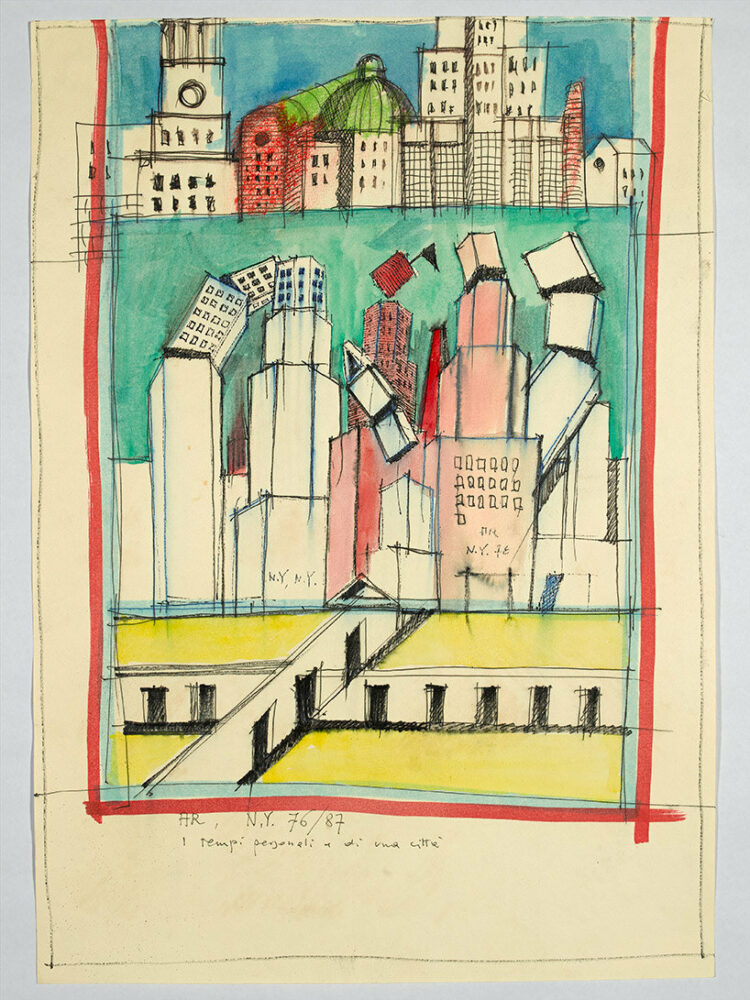 aldo rossi's architectural paintings spread vivid colors & bold ...