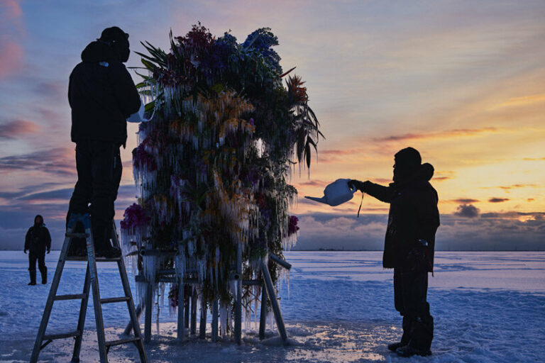 azuma makoto freezes vibrant bouquets of flowers in new sculptural ice ...