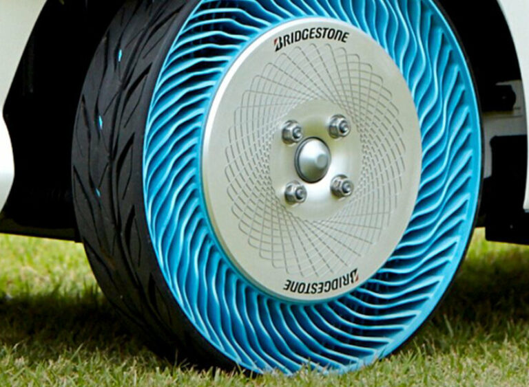 bridgestone's bouncy airless tires for cars and bikes spring into testing
