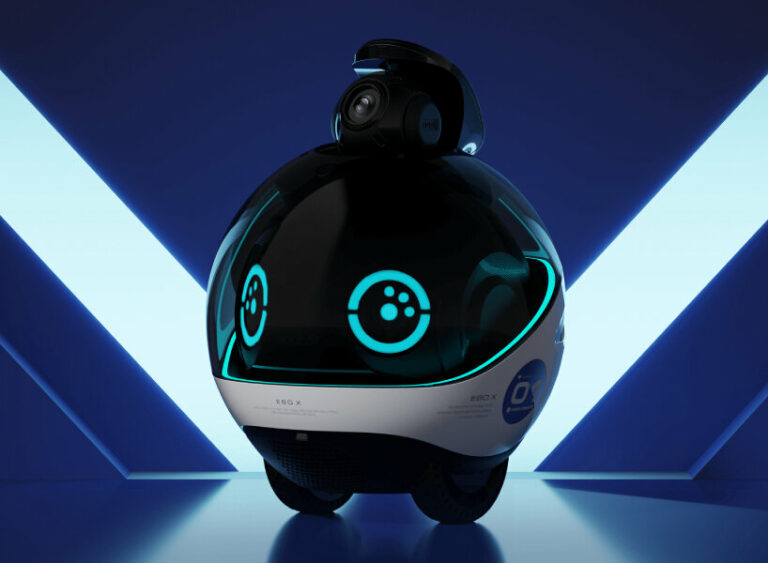 ebo X family robot rolls to serve as your personal security guard