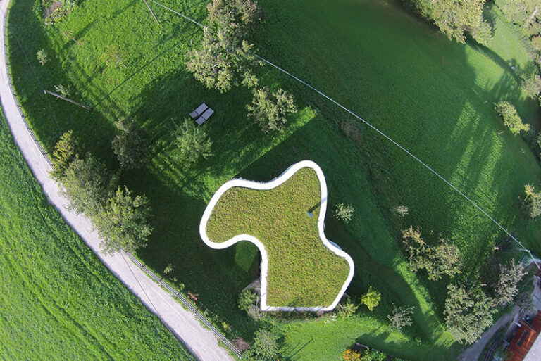 grassy 'freiform' house is embedded into the tyrolean landscape