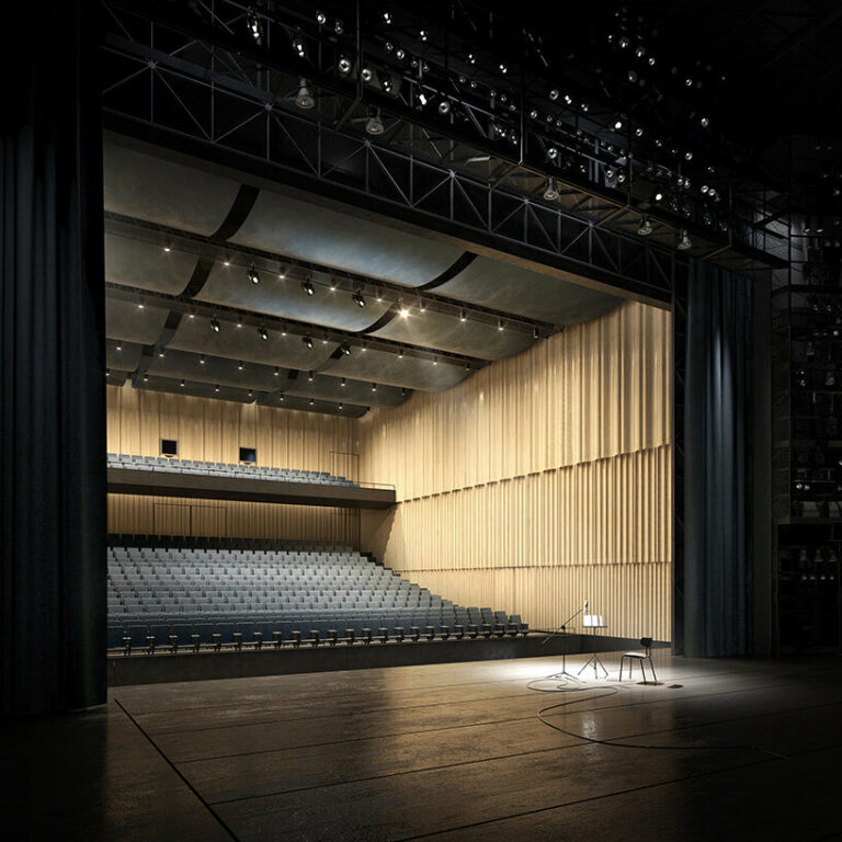 graber pulver envisions new lucerne theater draped in a soft curtain