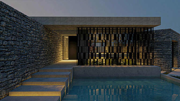 pavilion house in a small greek village establishes a dynamic solid ...