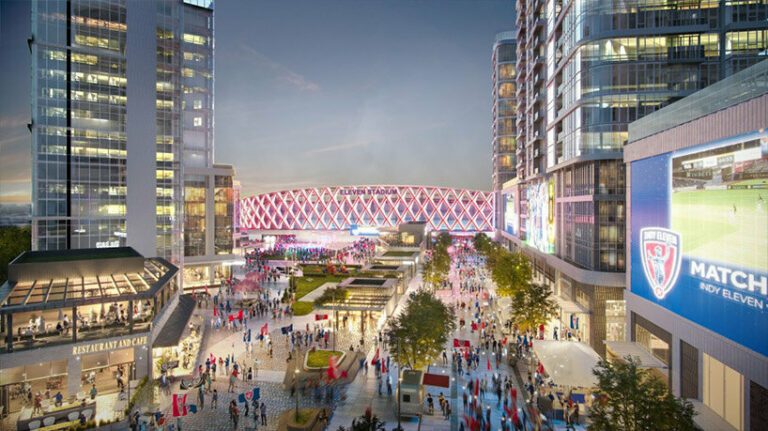 populous breaks ground on indy 'eleven park' multipurpose stadium wrapped in a luminous facade