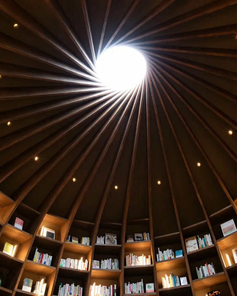underground library in japan’s kurkku fields invites bookworms in a ...