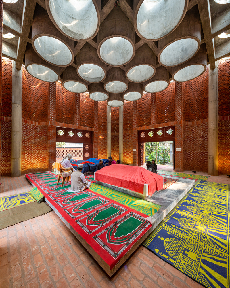 sthapotik illuminates bangladeshi mausoleum with deep skylights