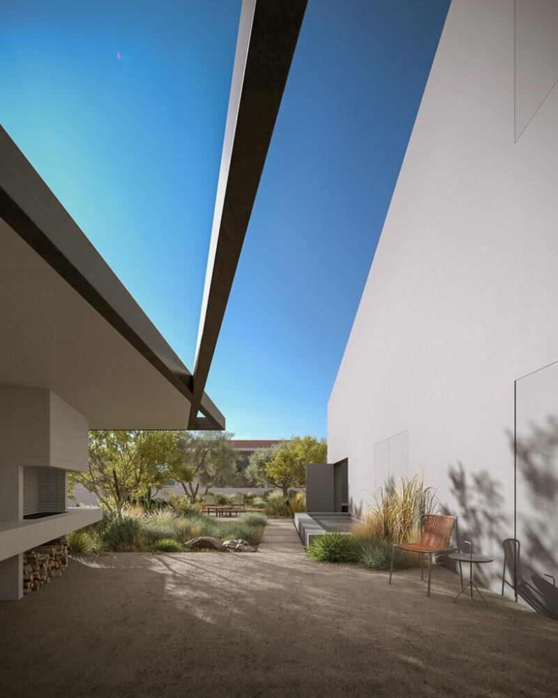 dotn links a vibrant courtyard to 'tent house' in western greece