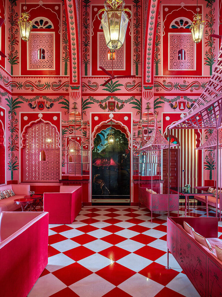 ornate rajasthani 'villa palladio jaipur' flooded with bold maximalism