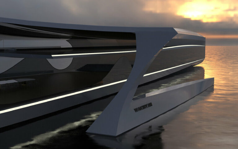 megayacht 'wakinyan' takes after a large bird beak enclosed with ...