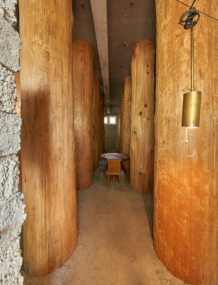 large tree trunks arrow through tomoaki uno's peaceful forest-like ...