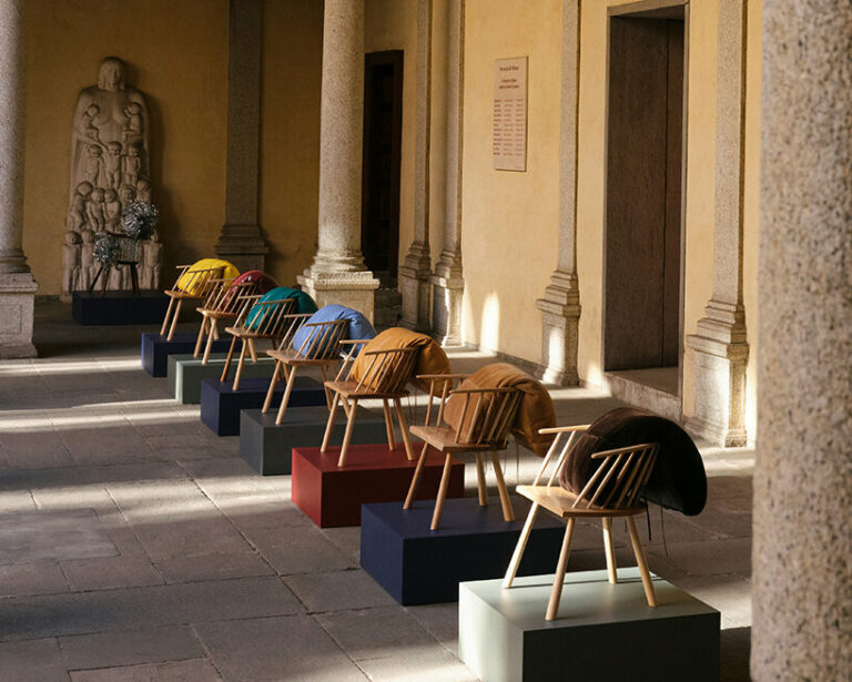 playful textures, colors + materials engulf LOEWE quirky chairs